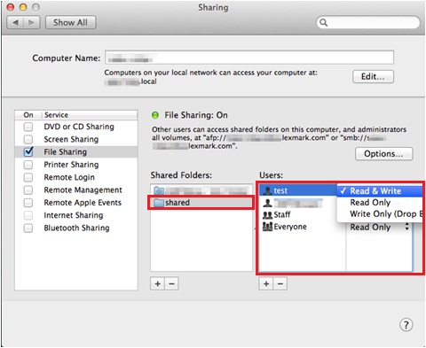 Setting up a password-protected file share for the Scan to Network Folder